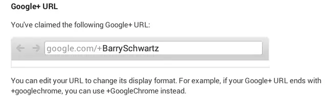 Google+ Oanpaste URL's