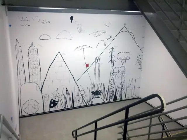 Google NYC Stairwell veggmynd