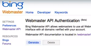 Bing Webmaster Tools API