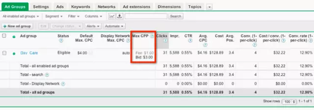 محاولة Google AdWords لاستدعاء وحدة التحكم - انقر للحصول على الحجم الكامل