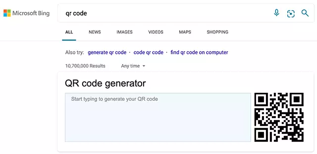 Microsoft Bing Search di QR Code Generator de hatî çêkirin 1285_2