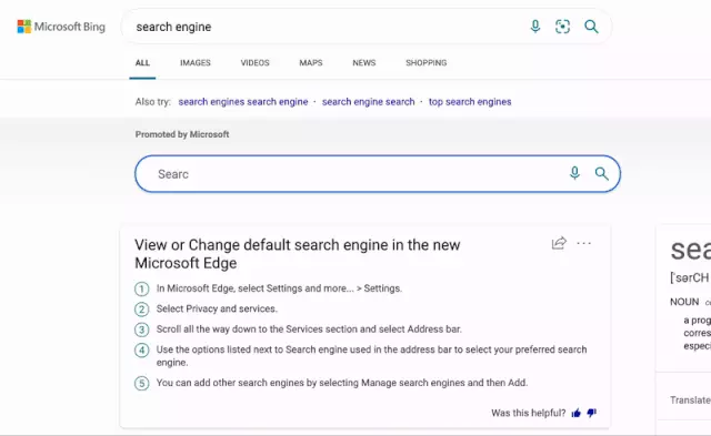 Microsoft Bing valiny mivantana miaraka amin'ny endri-javatra fizarana 130_2