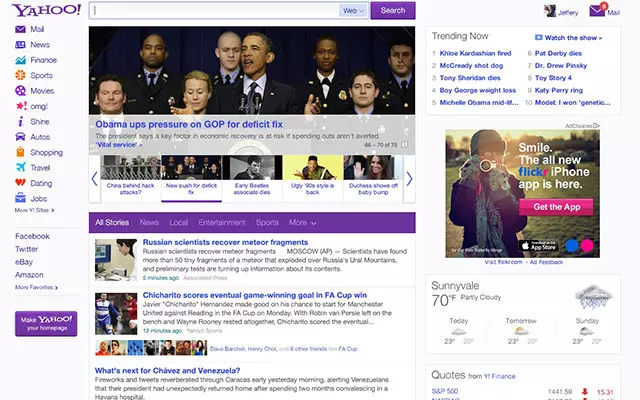 Yahoo lance une nouvelle conception de la page d'accueil