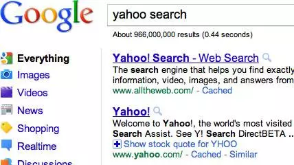 Alltheweb Renditja Yahoo në Google