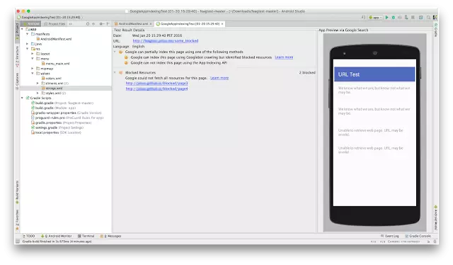 Android Studio 2.0 Google App Indexing inteqrasiya və test əlavə edir 19911_4