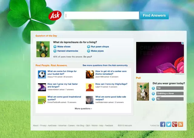 Ask.com se St Patrick's Day Theme