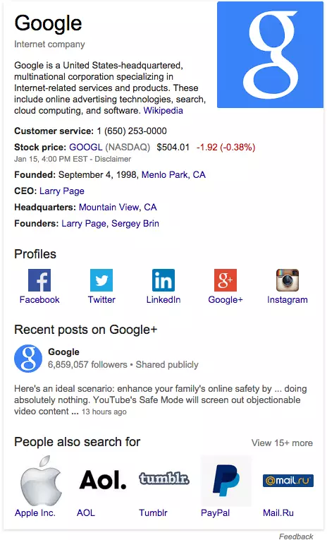 Google adiciona links de perfil social para marcas