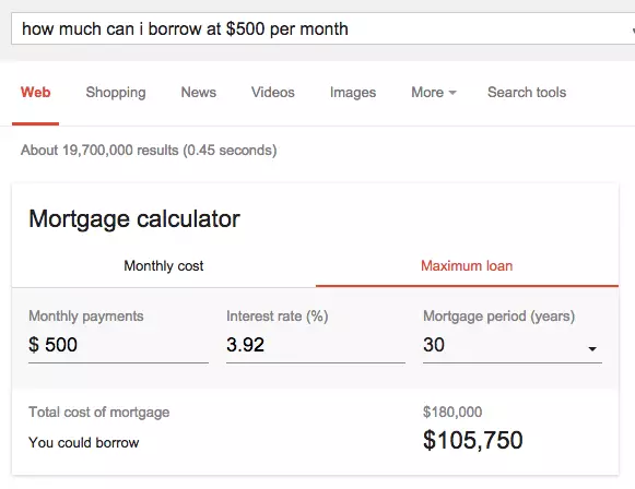 Calculadora d'hipoteca de Google