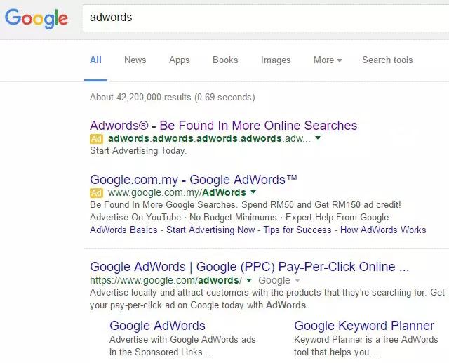 Google AdWords ad kondukas al Adwords Phishing-provo