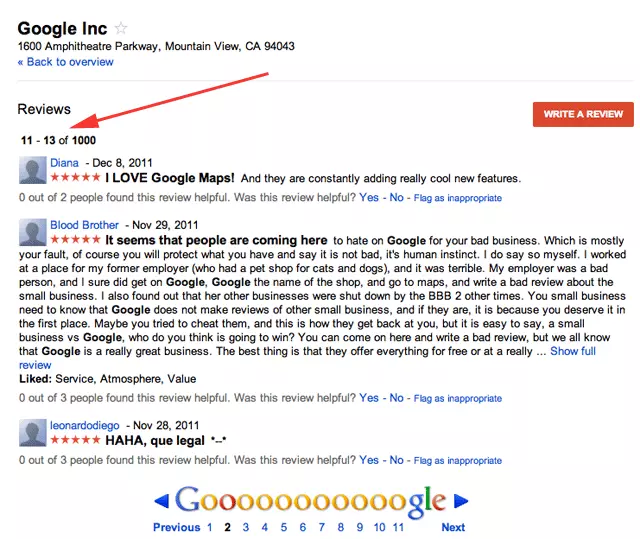 Google Maps Review Bug Pagination