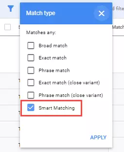 Google-Anzeigen, die neue Smart Matching-Typ testen 214_2