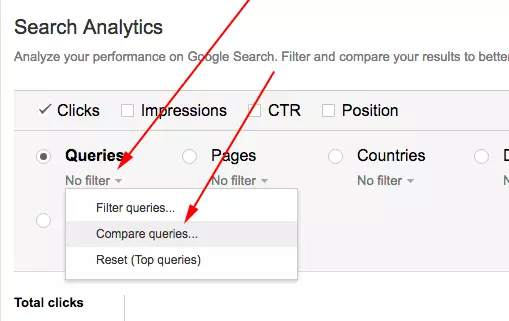 Cuireann Google Search Analytics comparáid idir an ghné ceisteanna 21858_2