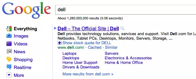 Google Sitelinks ل Dell