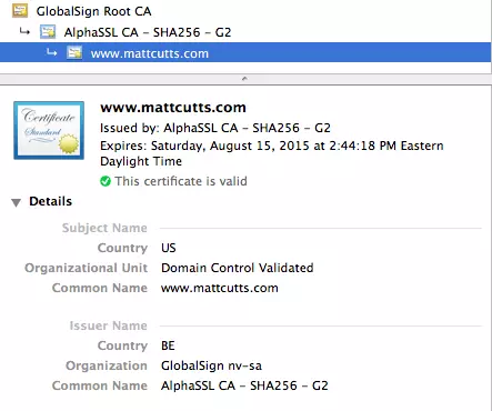 Matt Cutts Secure Certifikat