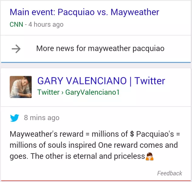 Google nga nagpakita sa Twitter