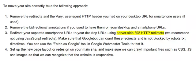 Google Smartphone 302 Redirect