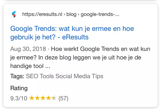 Google snippets wat tagsafdeling toon 25862_3