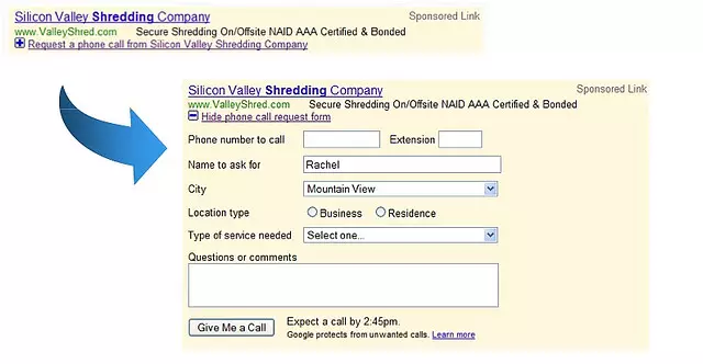 AdWords Lead Capture Form.