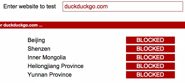 Maxfiylik bilan izlash dvigateli, Dickduckgo Xitoyda bloklangan 2710_2