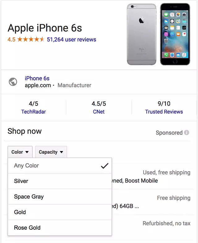 Google Proba Nova cor desprendida no panel de compras para iPhone 27395_3