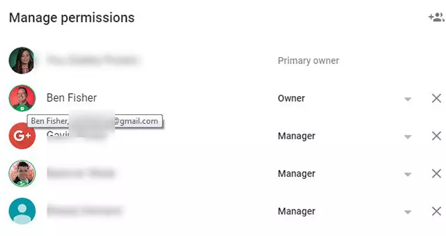 Google მენეჯერები ნებართვები აჩვენებენ მენეჯერების ელექტრონული ფოსტის მისამართებს 27535_2
