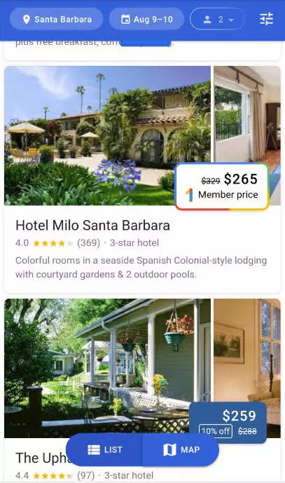 Mga presyo ng miyembro ng Google sa mga resulta ng hotel mula sa Google One? 27559_3