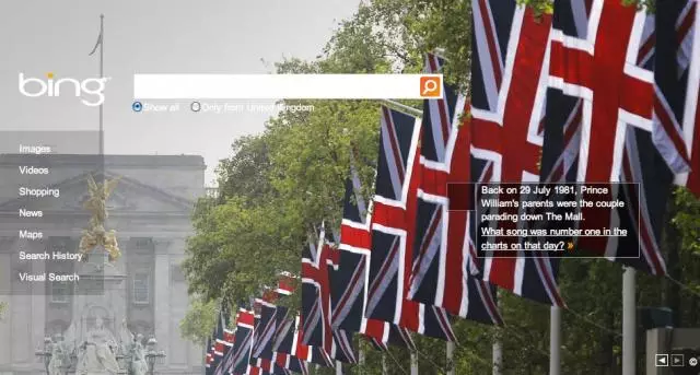 Kráľovské svadobné logo Bing Uk