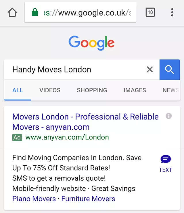 Google Adwords SMS - ടെക്സ്റ്റ് പരസ്യങ്ങളിലേക്ക് ക്ലിക്കുചെയ്യുക - യുകെയിൽ 28701_2