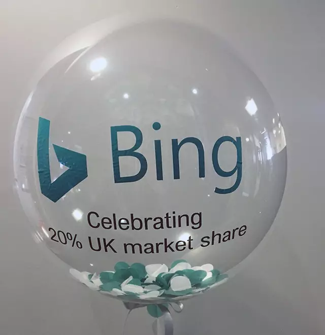 Bing annonser 20% britisk markedsandel ballonger