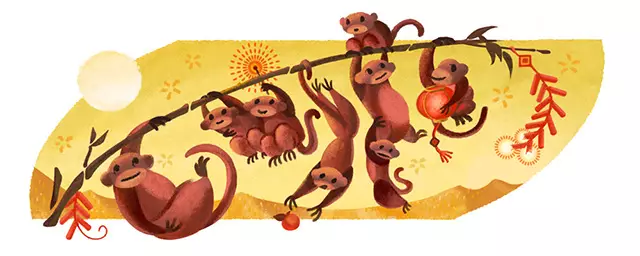 Google Monkeys-logoen er for Lunar New Year