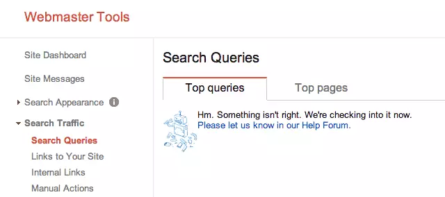 Google Webmaster Tools Ricerca Query Down