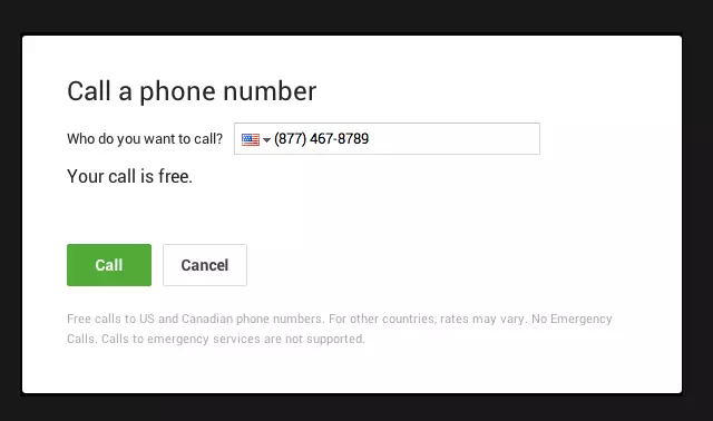 Google Hangouts-telefonaj numeroj serĉante