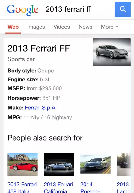 Google Car Knowledge Graph Mobile