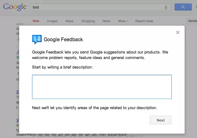 Google WEB Search Feedback Form bywurke