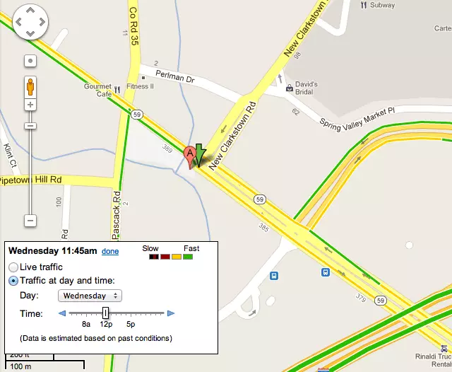 Google Maps Traffic per dag / tyd vir paaie