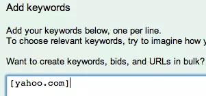 Licitación URL de AdWords.