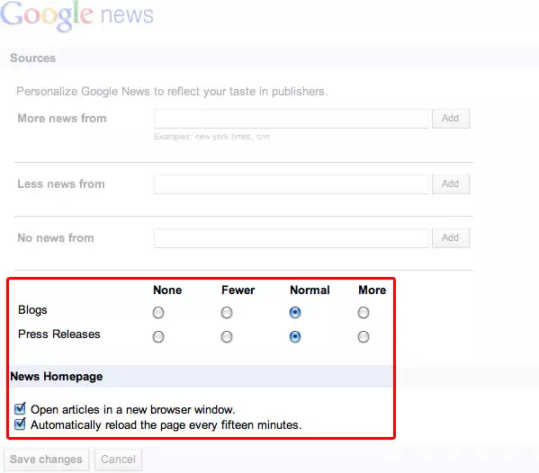 Google News Parametrlər