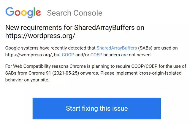 Sharedarraybuffers ಗಾಗಿ ಗೂಗಲ್ ಹುಡುಕಾಟ ಕನ್ಸೋಲ್ ಭದ್ರತಾ ಅಧಿಸೂಚನೆ 3402_2