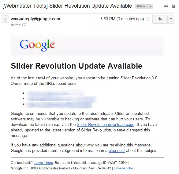 Google Webmaster Tööriistad Saadan Hoiatused WordPressi pluginate värskendamiseks