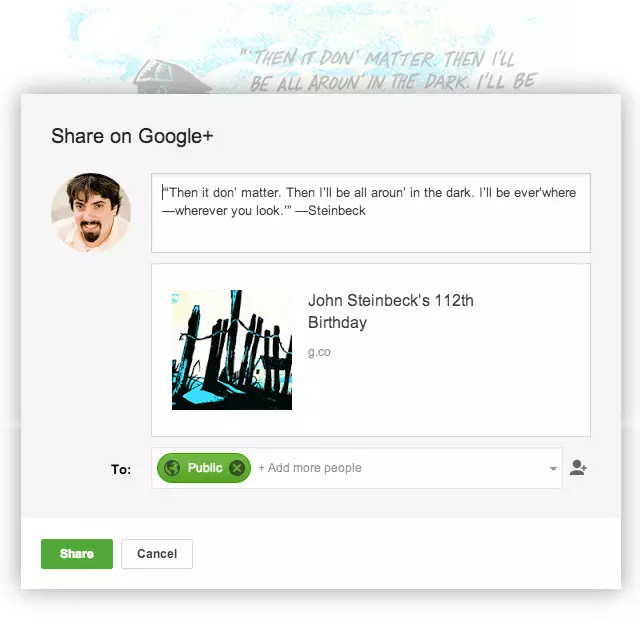 分享John Steinbeck的Google Logo