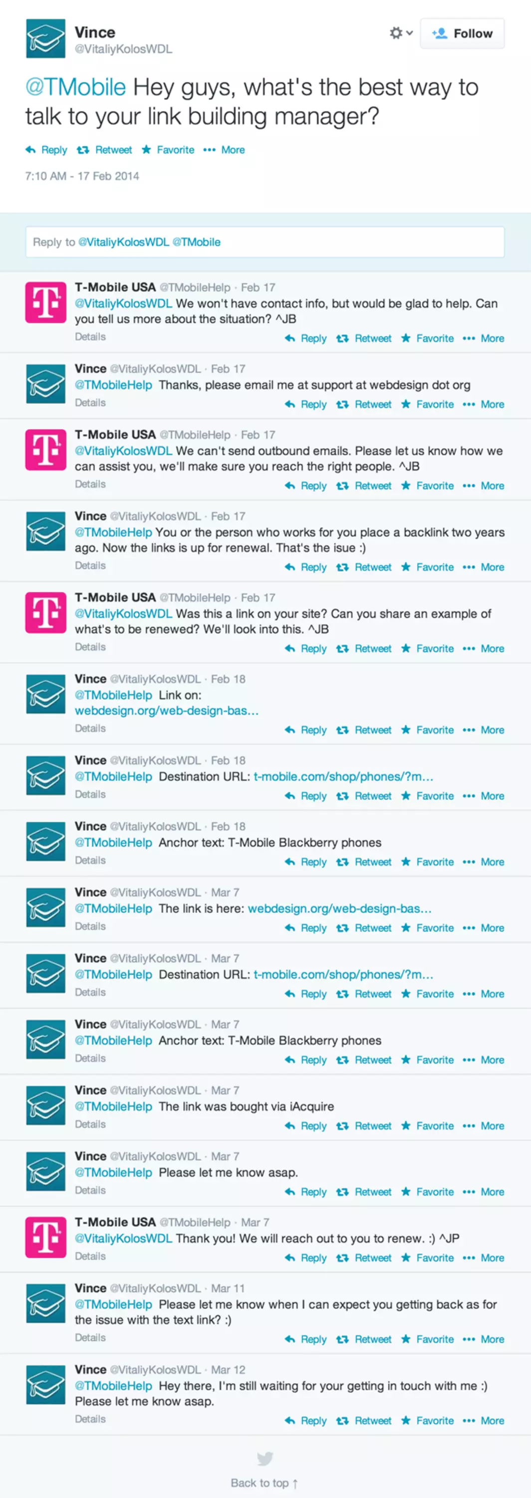 Twitter: T-Mobile & Web Design Link လဲလှယ်ခြင်း